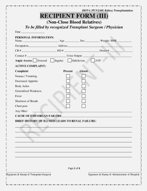 Fillable Online RECIPIENT FORM (III) - (Non-Close Blood Relatives) Fax ...