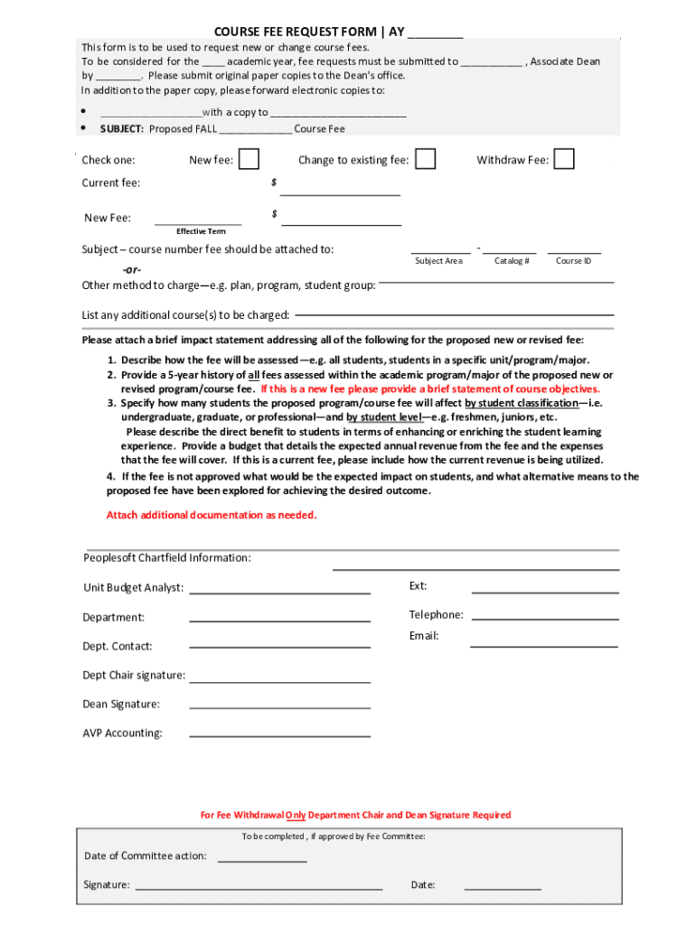 Fillable Online program/course fee request form Fax Email Print - pdfFiller
