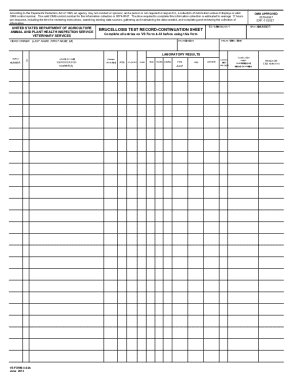 Fillable Online VS Form 4-33A Brucellosis Test Record continuation ...