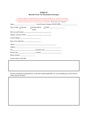 Fillable Online FORM 6T - Record of Late Tax Payment o r Arrearages Fax ...