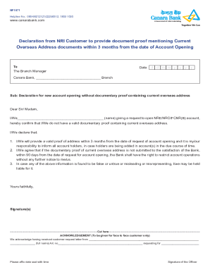 Fillable Online Declaration for providing current address proof with in ...
