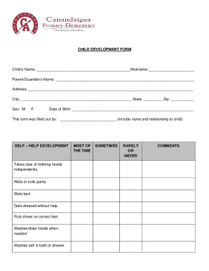 Fillable Online Child Development Form Fax Email Print - pdfFiller