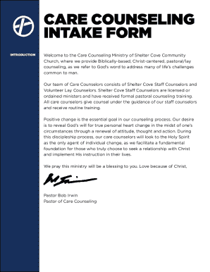 Fillable Online CARE COUNSELING INTAKE FORM Fax Email Print - pdfFiller