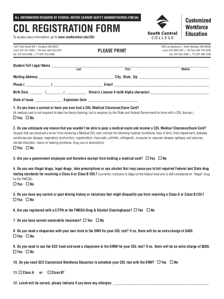 Fillable Online ALL INFORMATION REQUIRED BY FEDERAL MOTOR CARRIER ...