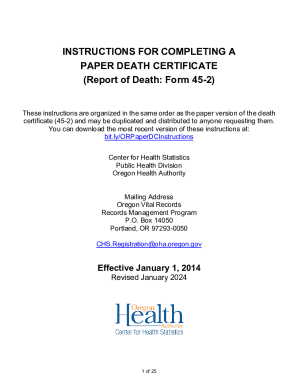 Fillable Online Instructions for Completing a Paper Death Certificate ...