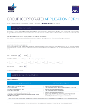 Fillable Online Group (Corporate) Application Form - Private health insurance ... Fax Email ...