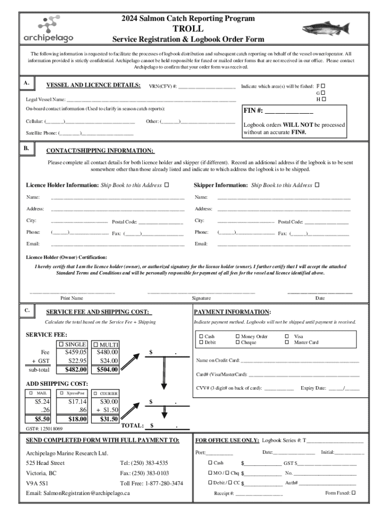 Fillable Online Pacific Region Commercial Salmon Fishery In-season Catch ... Fax Email Print ...