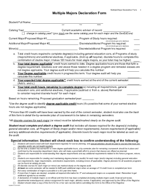 Fillable Online Mulitple Majors Declaration Form Fax Email Print ...