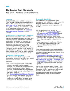 Fillable Online Continuing Care Standards Fact Sheet - Residents ...
