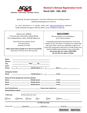 Fillable Online Women's Retreat Registration Form WELCOME! Fax Email ...