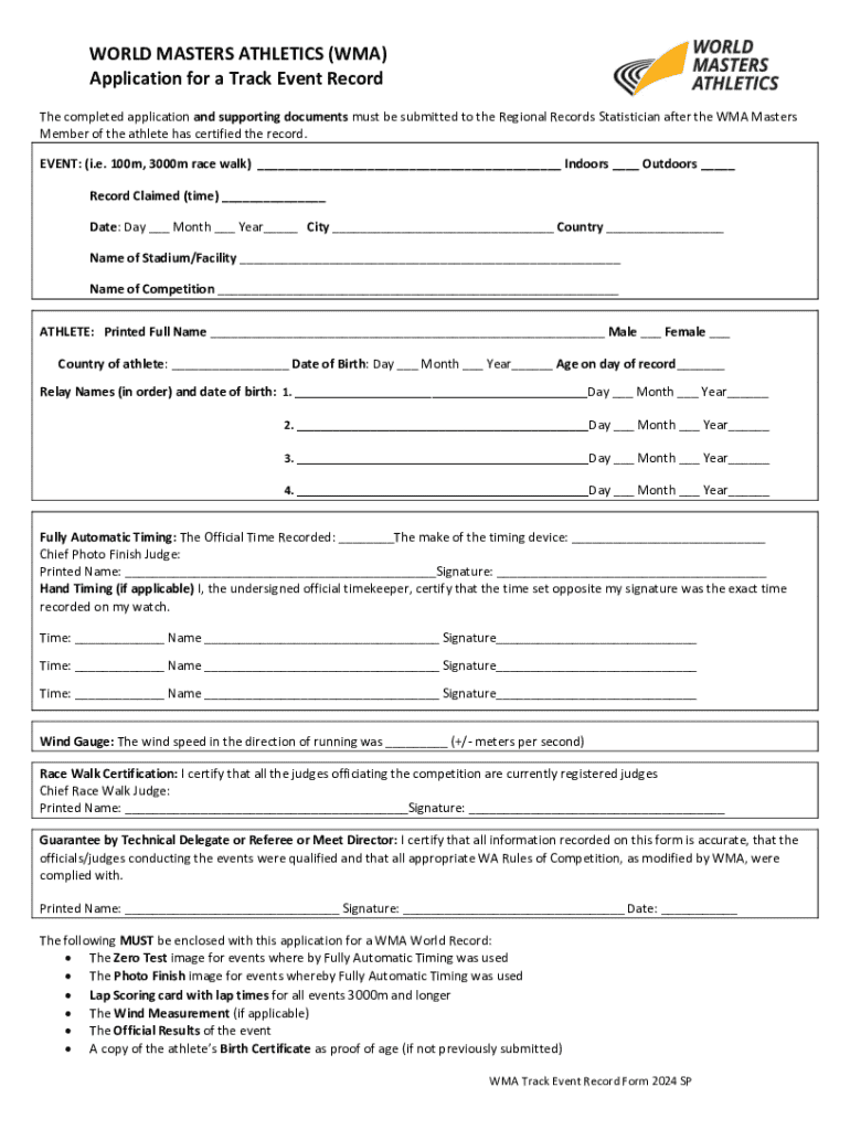 Fillable Online (WMA) Application for a Track Event Record Fax Email Print - pdfFiller