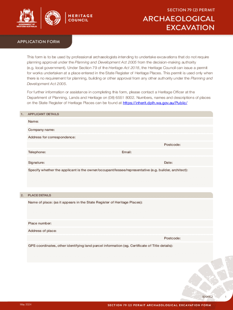 Fillable Online ARCHAEOLOGICAL EXCAVATION - Application Form ...