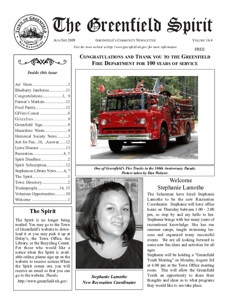 Fillable Online Town of Greenfield, NH Master Plan Fax Email Print ...