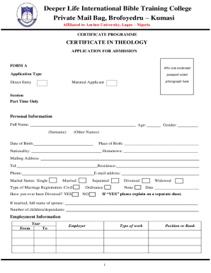 Fillable Online International Bible Training College SouthWest Campus ... Fax Email Print ...