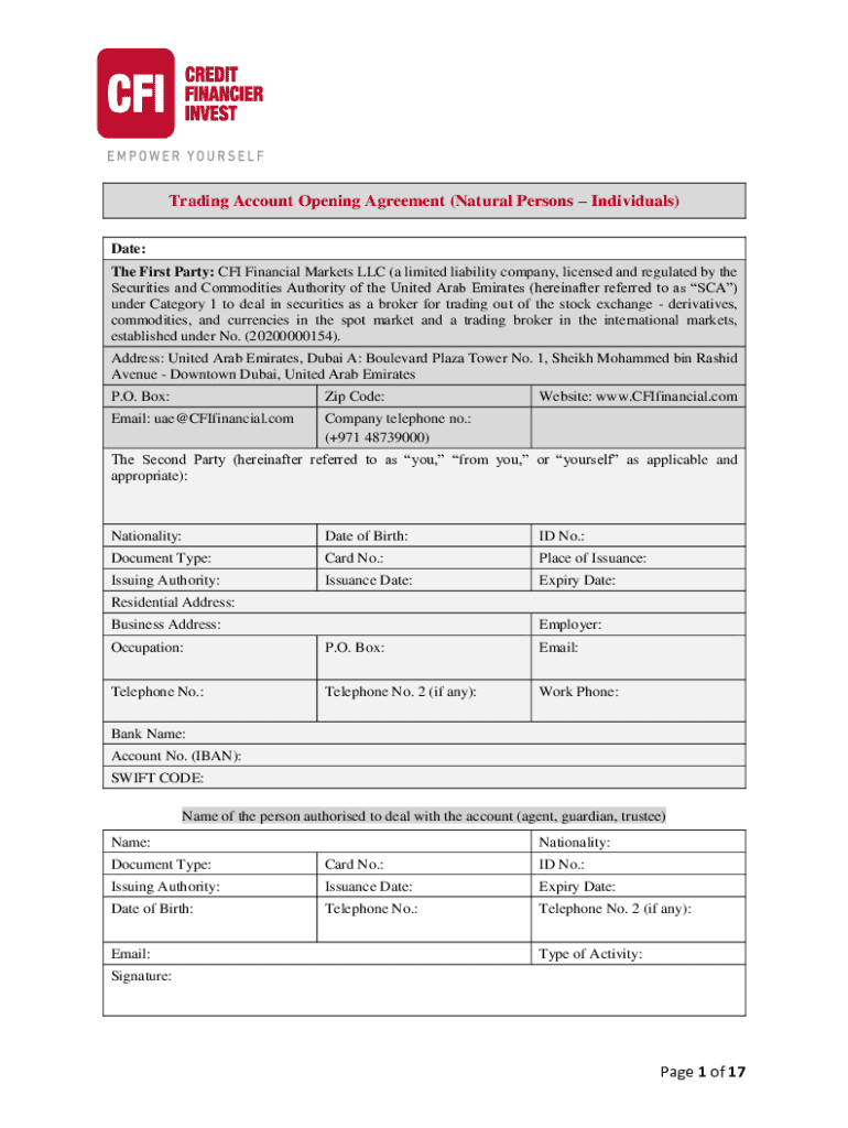 Fillable Online of 17 Trading Account Opening Agreement (Natural ...