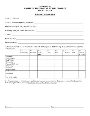 Fillable Online Master's Reference Evaluation Form Fax Email Print ...