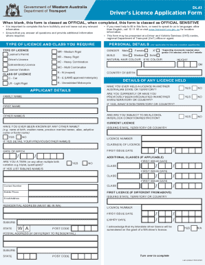 Fillable Online transport wa gov Drivers Licence Application Form (Form ...