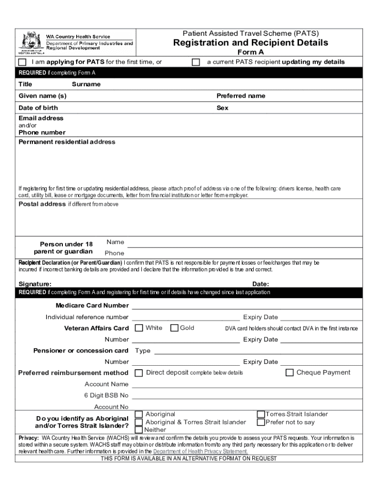Fillable Online PATS Application Form - Section 3 for Patients Fax ...