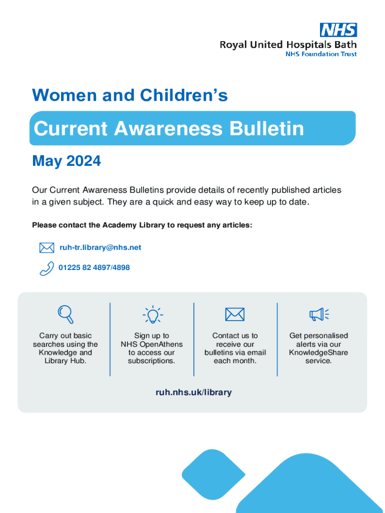 Fillable Online Women and Children's - Current Awareness Bulletin Fax ...
