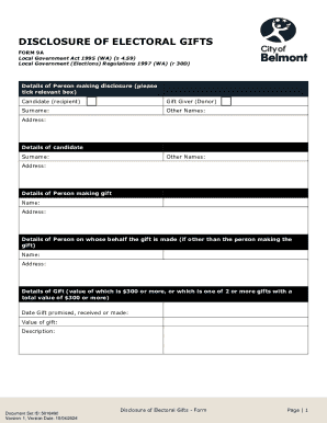 Fillable Online ECM5818490v1Disclosure of Electoral Gifts - Form ...