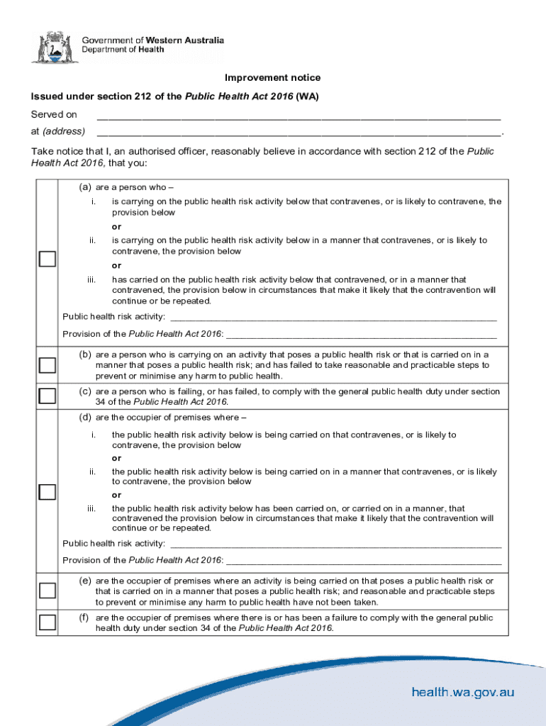 Fillable Online Improvement notice Fax Email Print - pdfFiller
