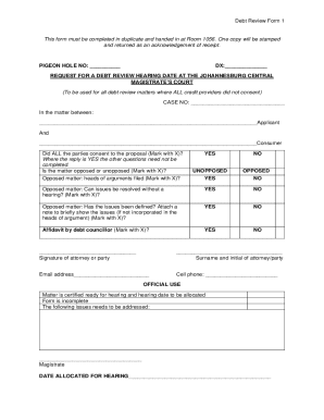 Fillable Online Reliable Company to get Debt Review Clearance ...