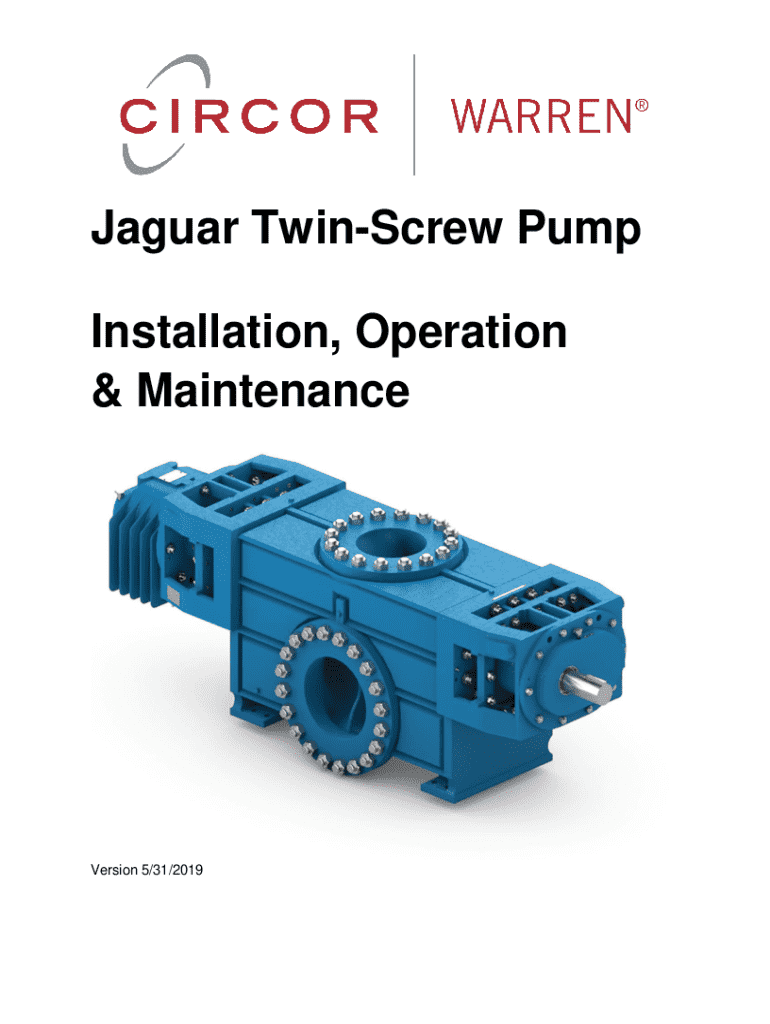 Fillable Online Jaguar Twin-Screw Pump Installation, Operation ...