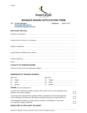 Fillable Online icc govt Signage Board Application Form Fax Email Print - pdfFiller