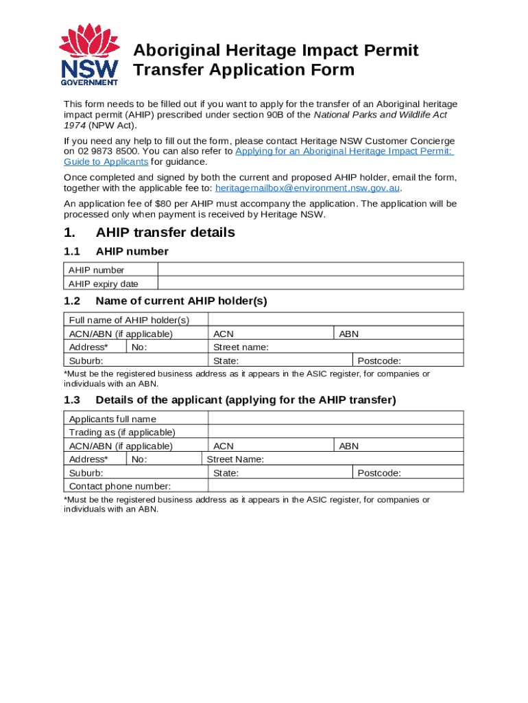 Aboriginal Heritage Impact Permit Transfer Application - www ...