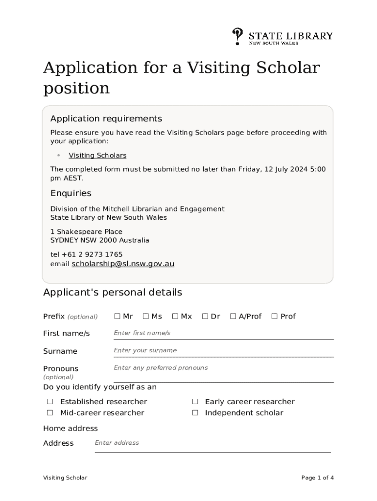 Application for a Visiting Scholar position. Visiting Scholar Doc ...
