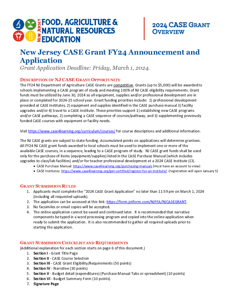 Fillable Online New Jersey CASE Grant FY24 Announcement and Application ...