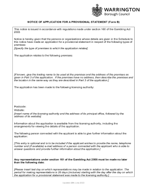 Fillable Online Notice of application for provisional Statement- Form B - More than 1 applicant ...
