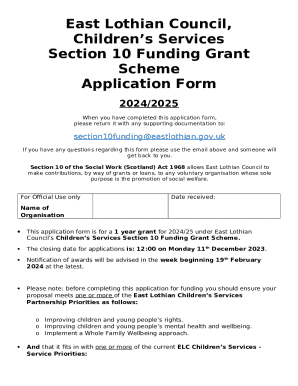 Section 10 Funding Application Doc Template | pdfFiller