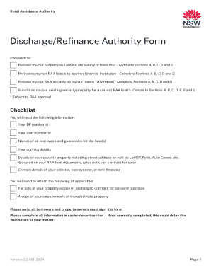 Fillable Online RAA Discharge or Refinance Authority Form Fax Email ...