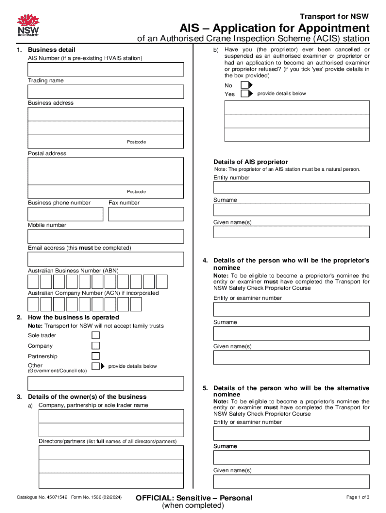 Fillable Online Authorised Inspection Scheme (AIS) Examiner ... - ABLIS Fax Email Print - pdfFiller