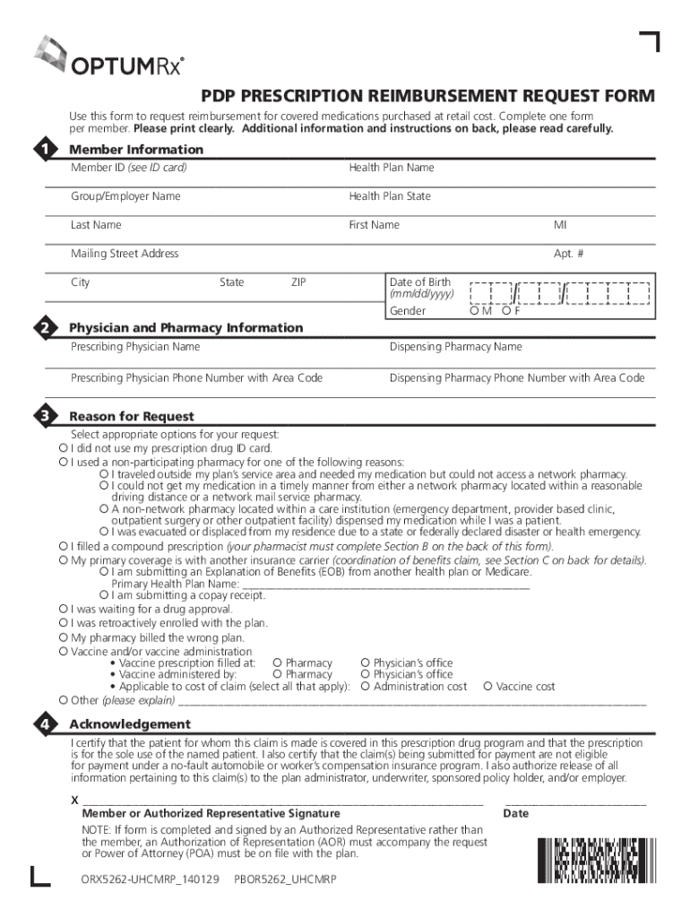 Fillable Online Prescription Drug Reimbursement Form (PDF ...