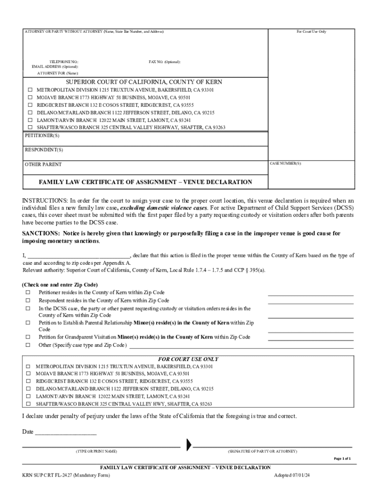 CA KRN SUP CRT FL-2427 Form - Fill Online, Printable, Fillable, Blank ...