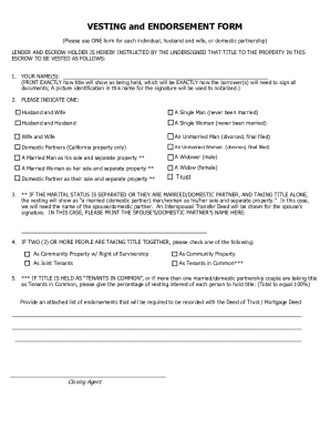 Fillable Online Holding Title and the Vesting Form Explained Fax Email ...