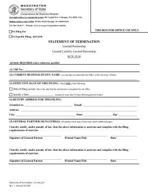 Fillable Online INSTRUCTIONS: STATEMENT OF TERMINATION OF A LIMITED ...