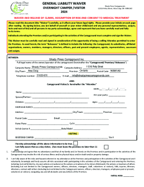 Fillable Online How to create a Waiver for your Campground or RV Park ...