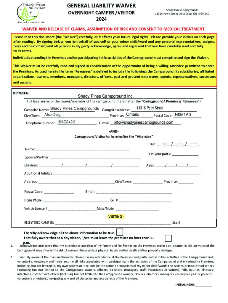 Fillable Online How to create a Waiver for your Campground or RV Park Fax Email Print - pdfFiller