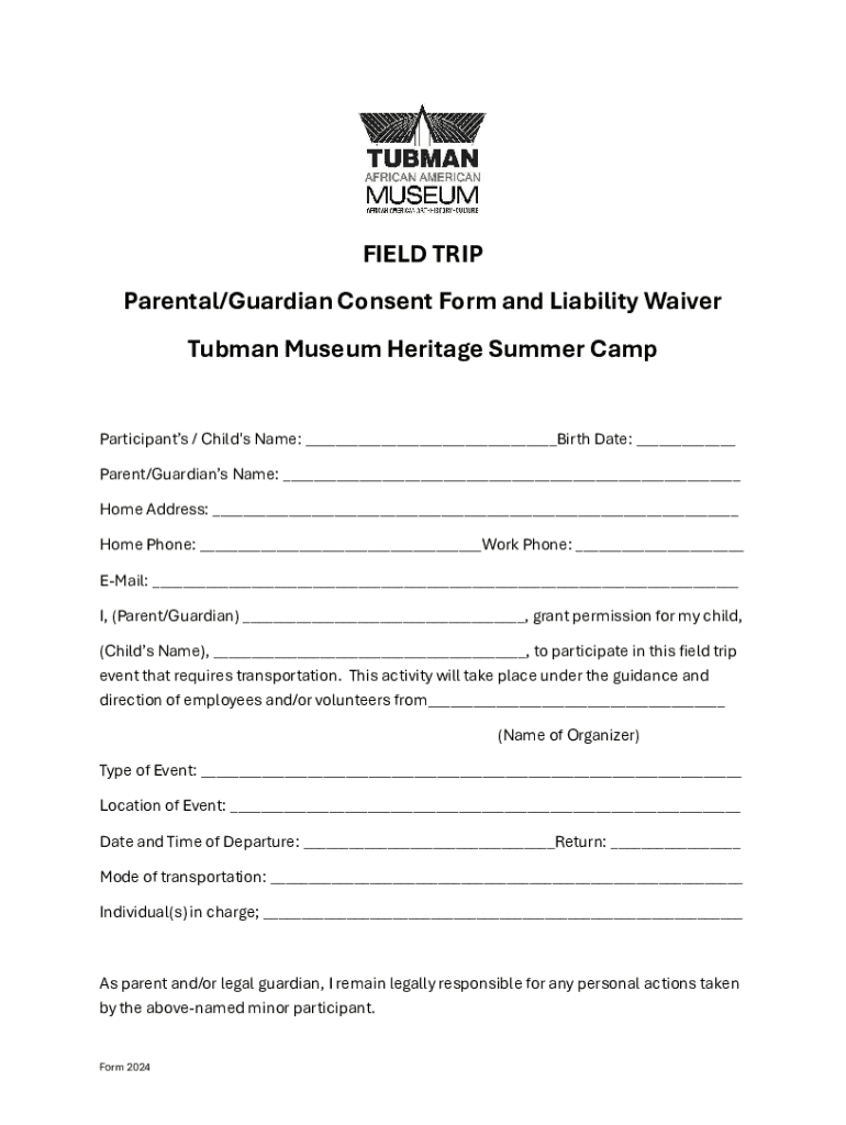 Fillable Online Field Trip Permission Form Parent/Guardian Consent ... Fax Email Print - pdfFiller