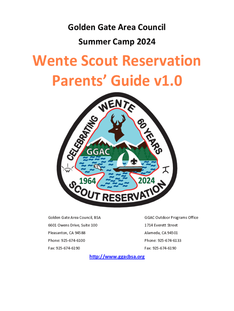 Fillable Online Wente Scout Reservation Parents' Guide v1.0 Fax Email ...