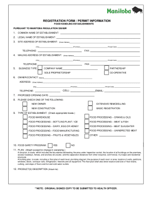 Fillable Online Food Handling Permit Registration Form Fax Email Print ...