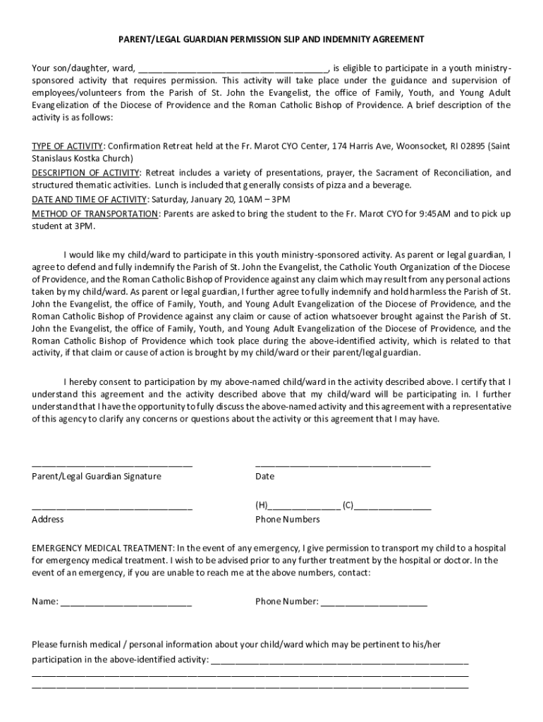 Fillable Online Parent, Parents or Legal Guardian permission and Youth ...