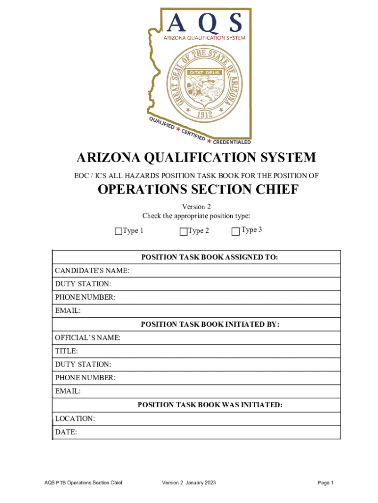 Fillable Online arizona qualification system - operations section chief ...