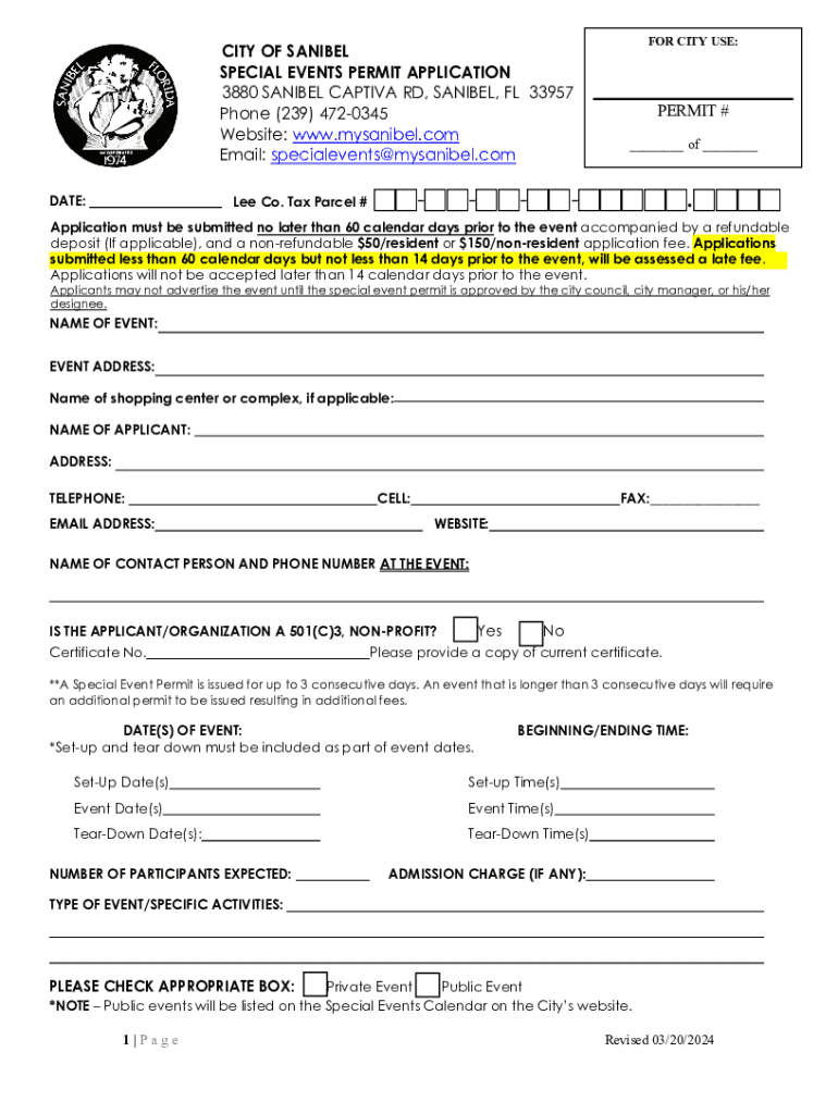 Fillable Online Special Events are temporary Fax Email Print - pdfFiller