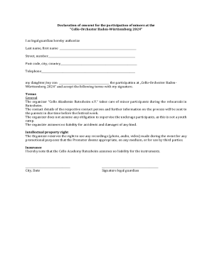 Fillable Online Declaration of consent for the participation of minors ...