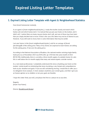 Fillable Online The Best Expired Listing Letter Sample Templates To Use ...