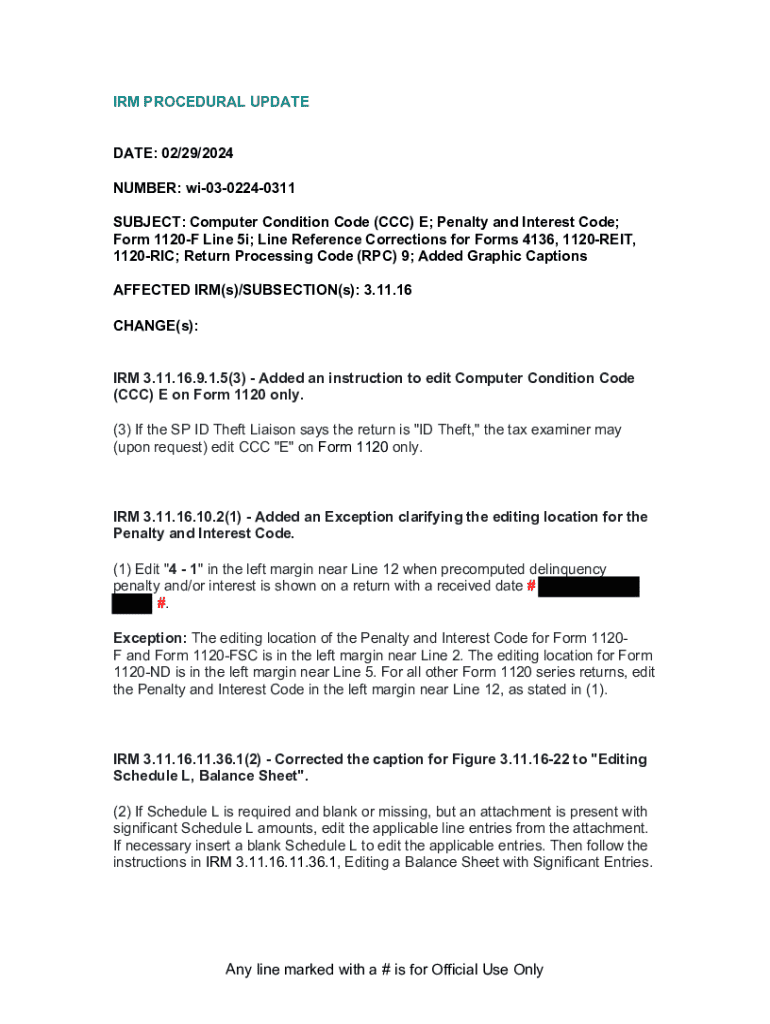 Fillable Online Computer Condition Code (CCC) E; penalty and interest code; Form 1120-F Line 5i ...